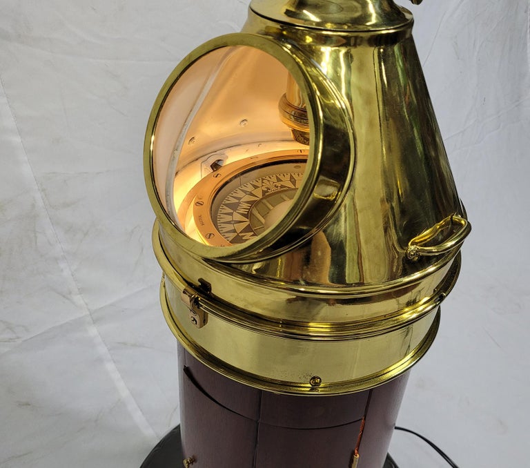 Brass and Wood Yacht Binnacle Compass For Sale at 1stDibs