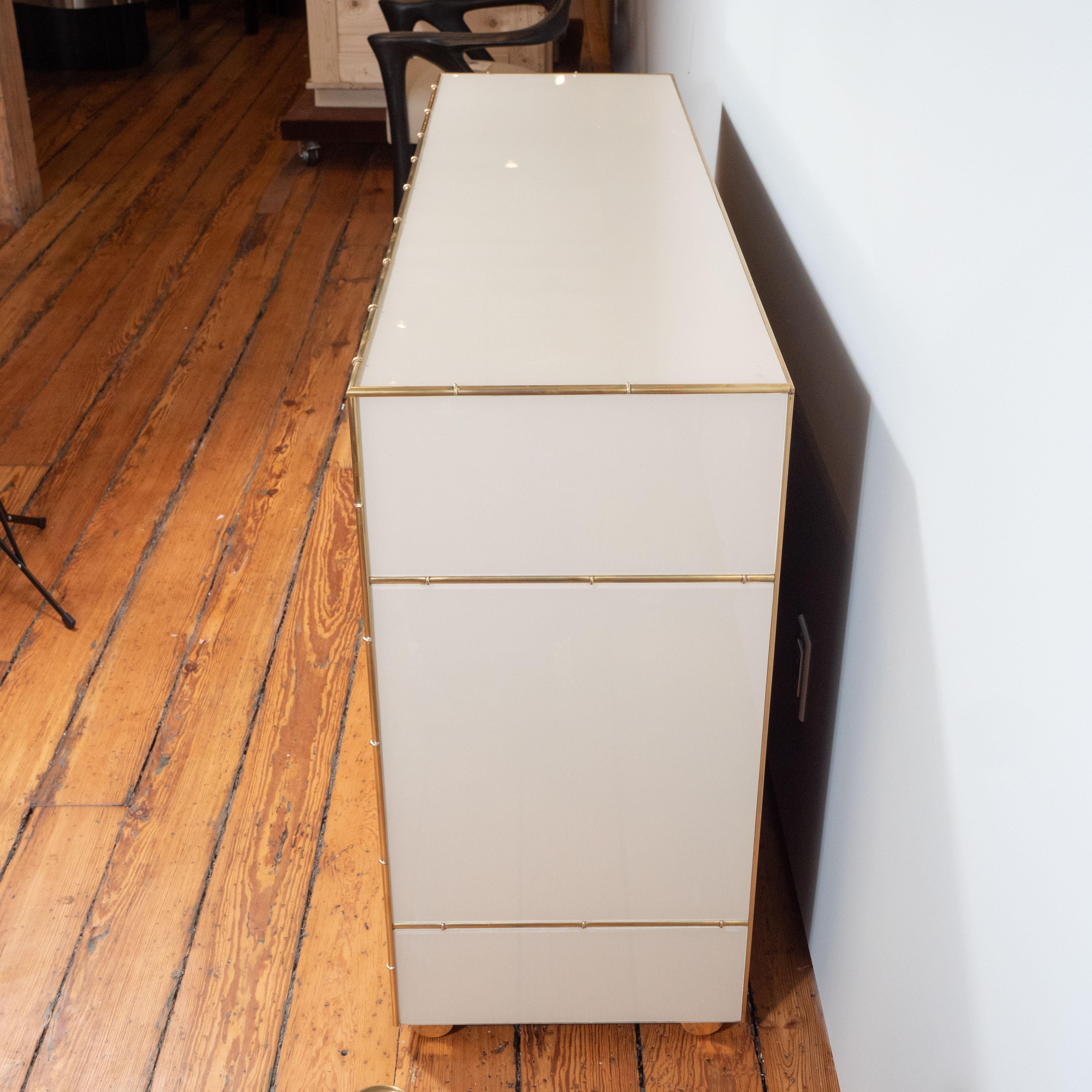 Custom Brass Bamboo Inlay and Ivory Murano Glass Parrot Sideboard ...