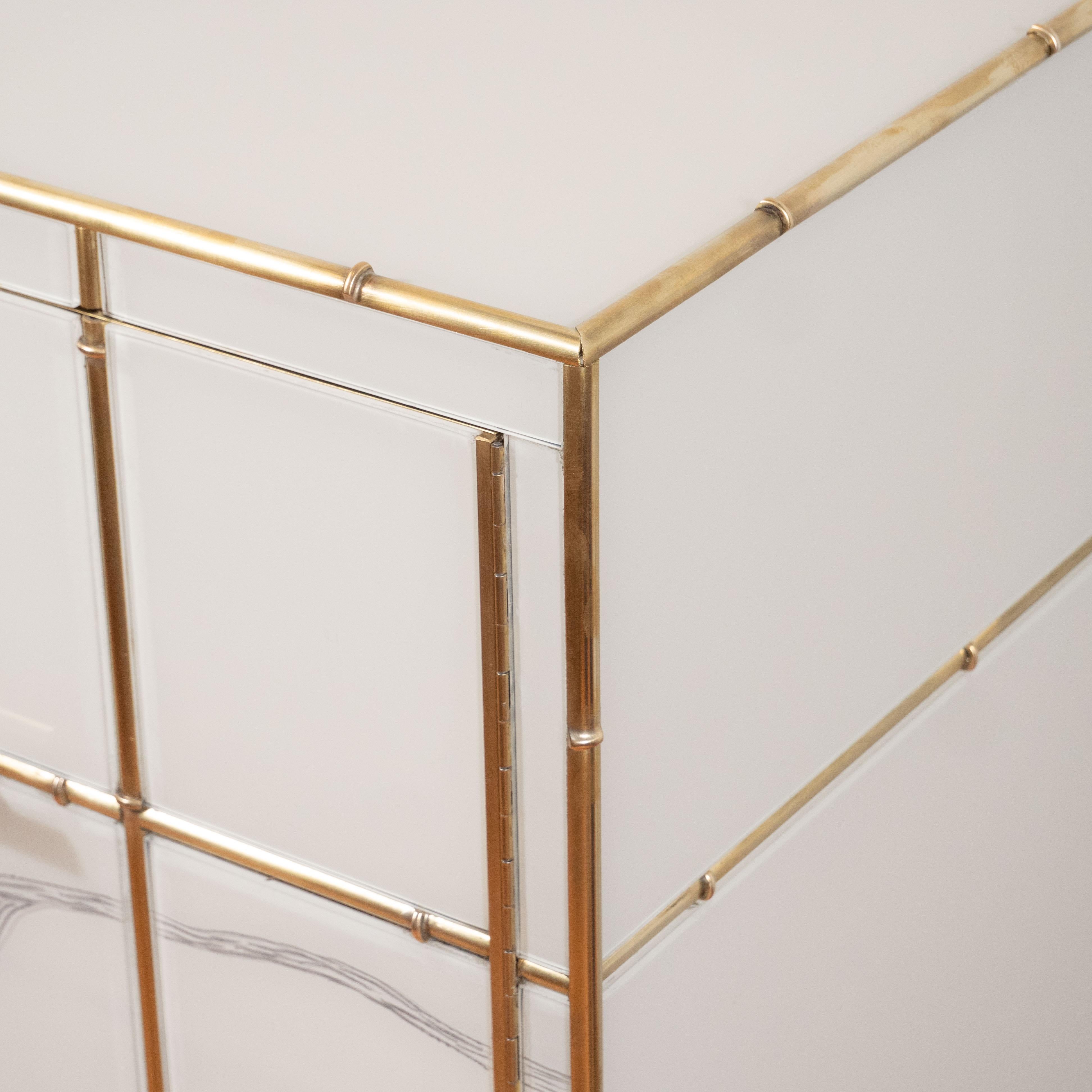 Custom Brass Bamboo Inlay and Ivory Murano Glass Parrot Sideboard ...