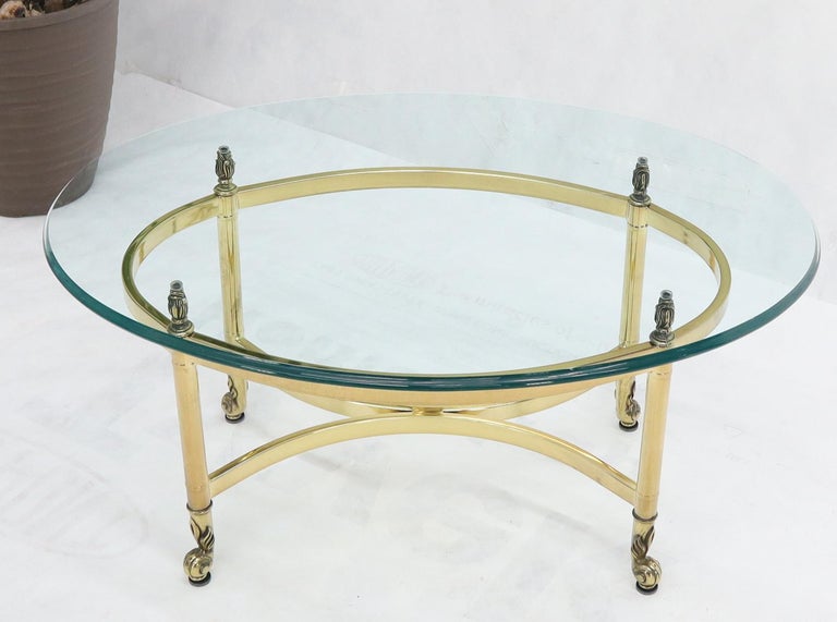 Brass Base Glass Top Oval Coffee Table at 1stDibs