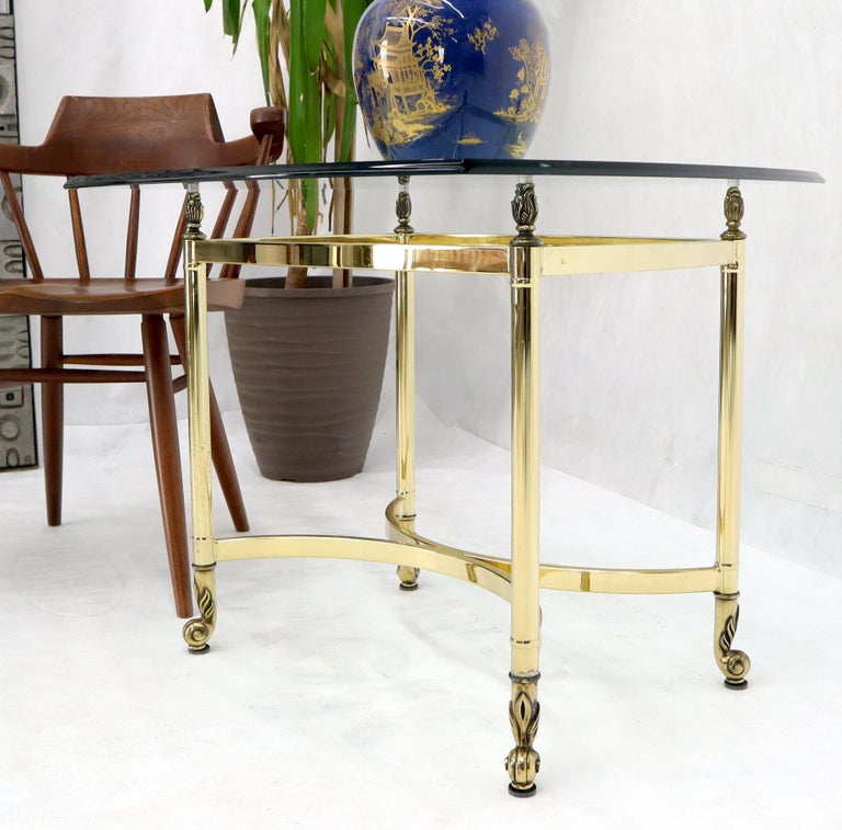Brass Base Glass Top Rounded Square Coffee Table For Sale at 1stDibs