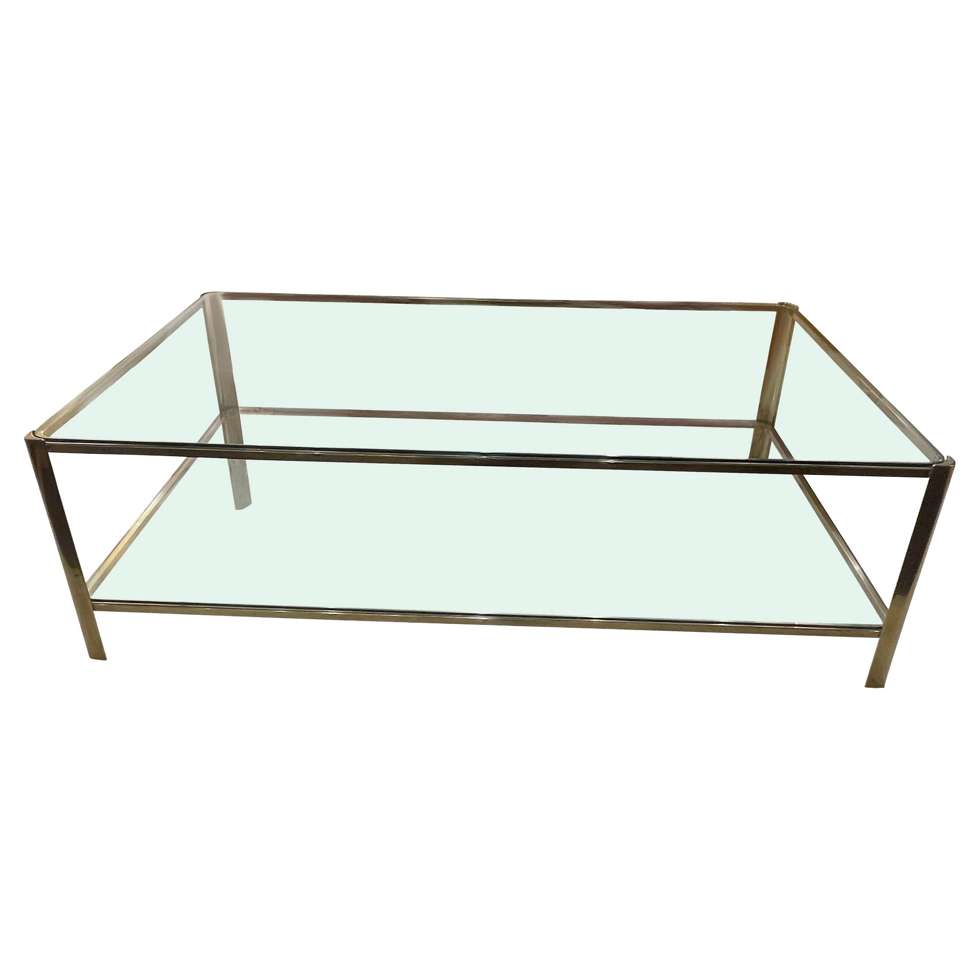 Brass Base With Glass Top Coffee Table By Jacques Quinet, France, 1940s ...