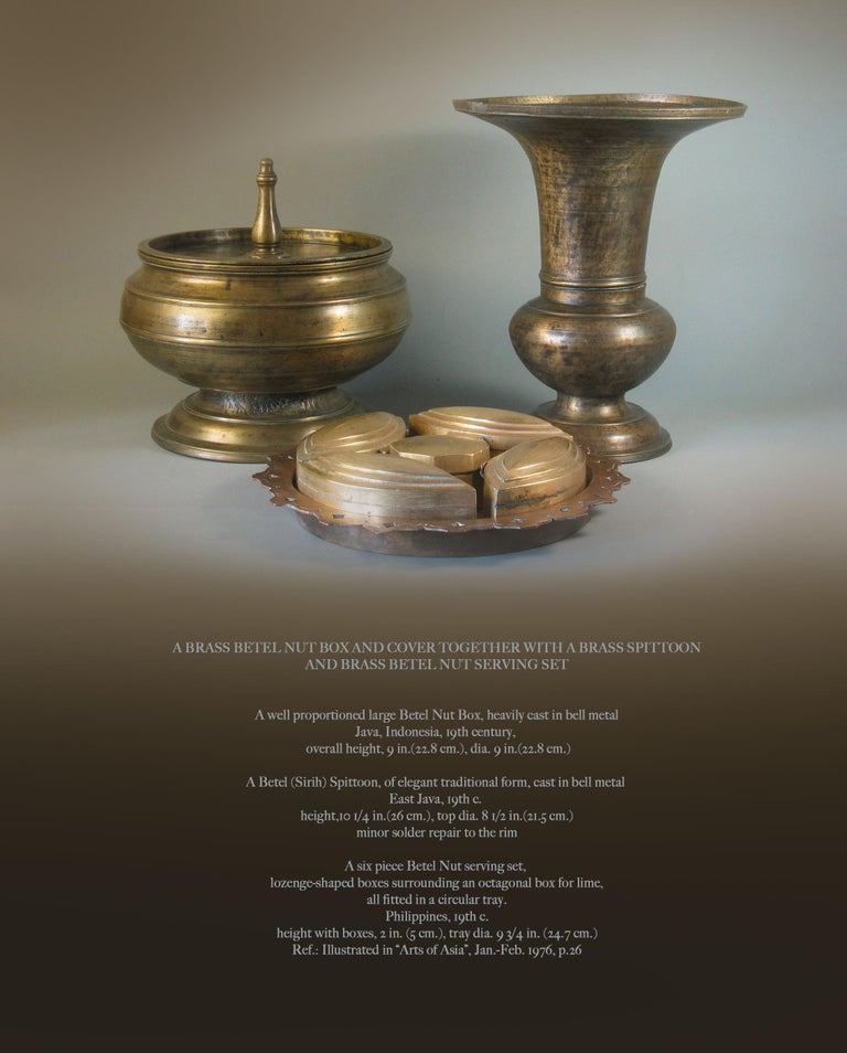 Brass Betel Nut Box and Cover together with Spitton and Brass Betel Nut ...