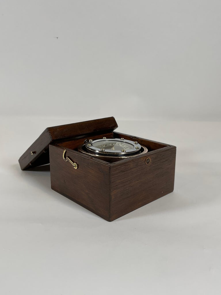 Brass Boat Compass on Gimbal Fitted to a Box For Sale at 1stDibs