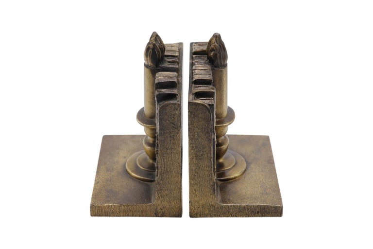 Brass Bookcase Bookends, a Pair For Sale at 1stDibs