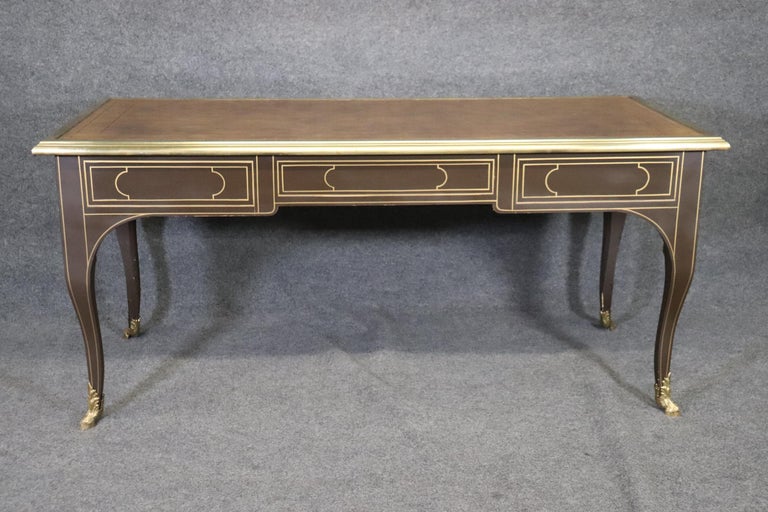 Brass Bound Leather Top Louis XV Bureau Plat Baker Collector's Edition ...