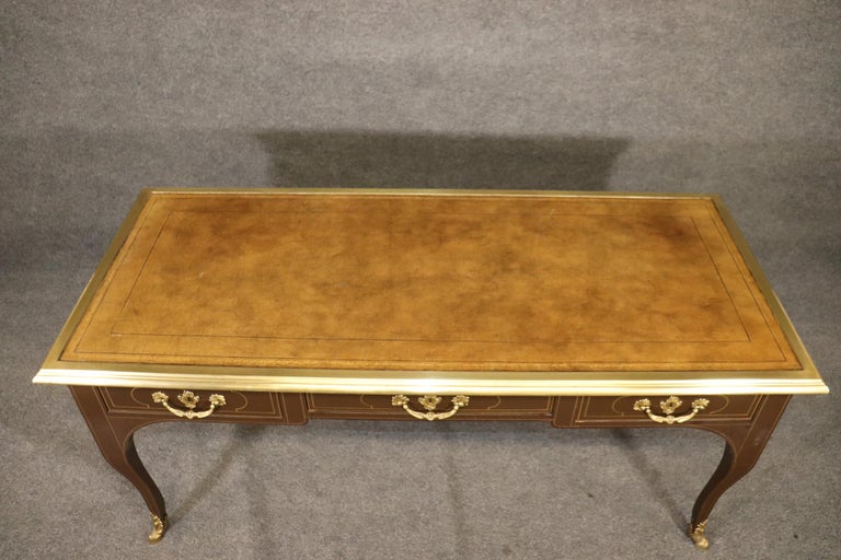 Brass Bound Leather Top Louis XV Bureau Plat Baker Collector's Edition ...