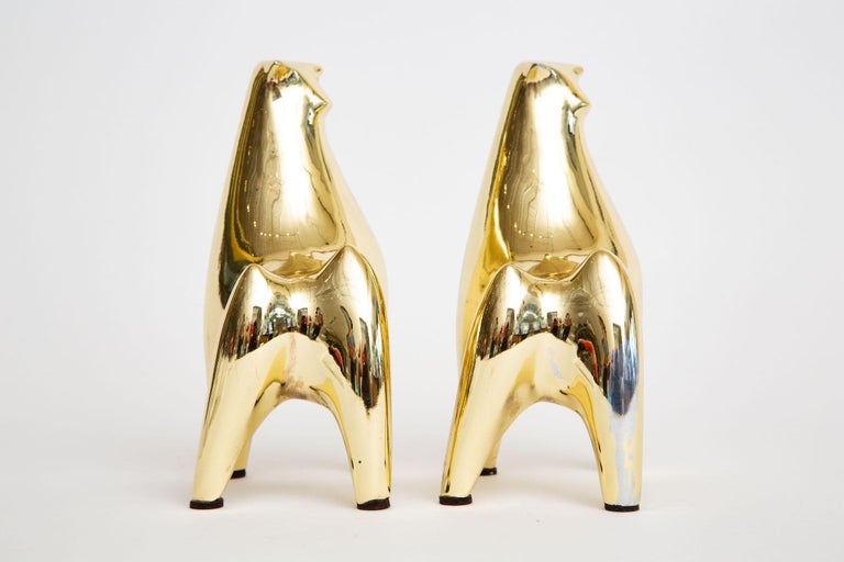 Norman Bleckner Brass Bull Bookends Pair Of Vintage For Sale at 1stDibs