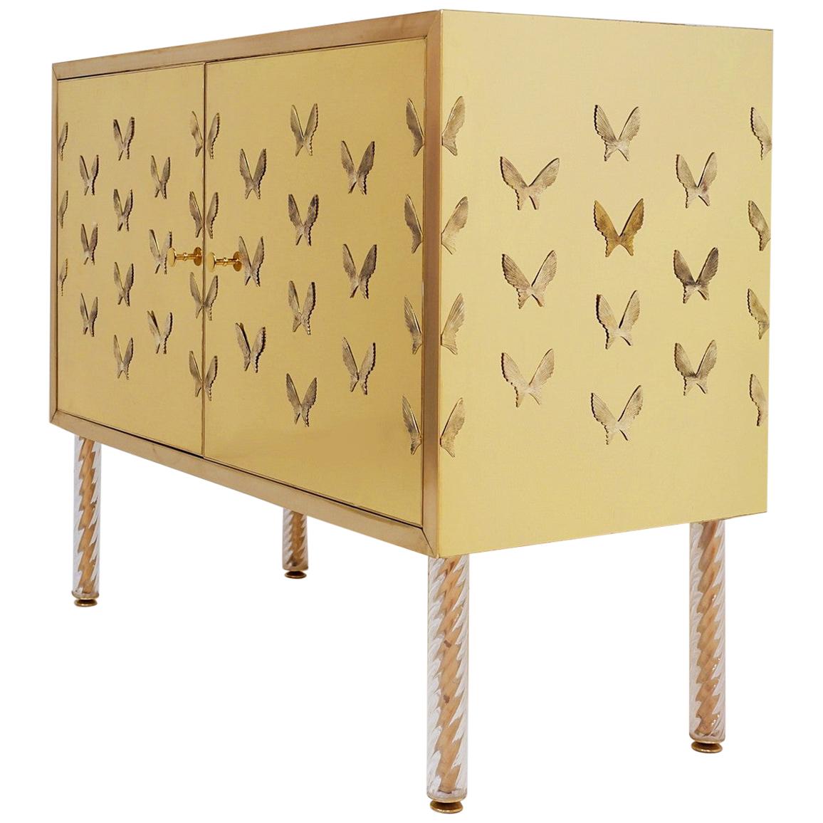 Brass Butterfly Cabinet, a Pair Available For Sale at 1stDibs