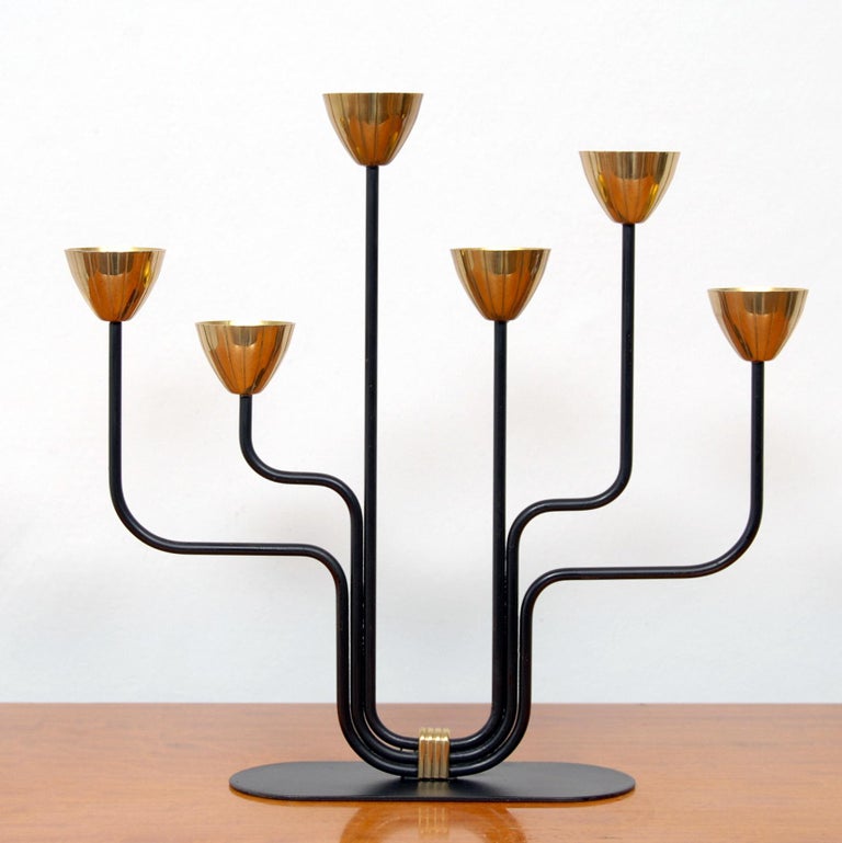 Brass Candleholder by Gunnar Ander for Ystad Metall, Sweden at 1stDibs