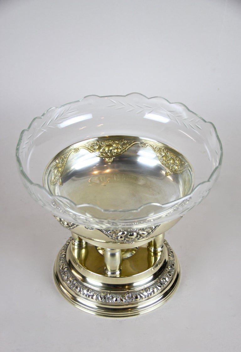 Brass Centerpiece with Cut-Glass Bowl Art Nouveau, Austria, circa 1915 ...