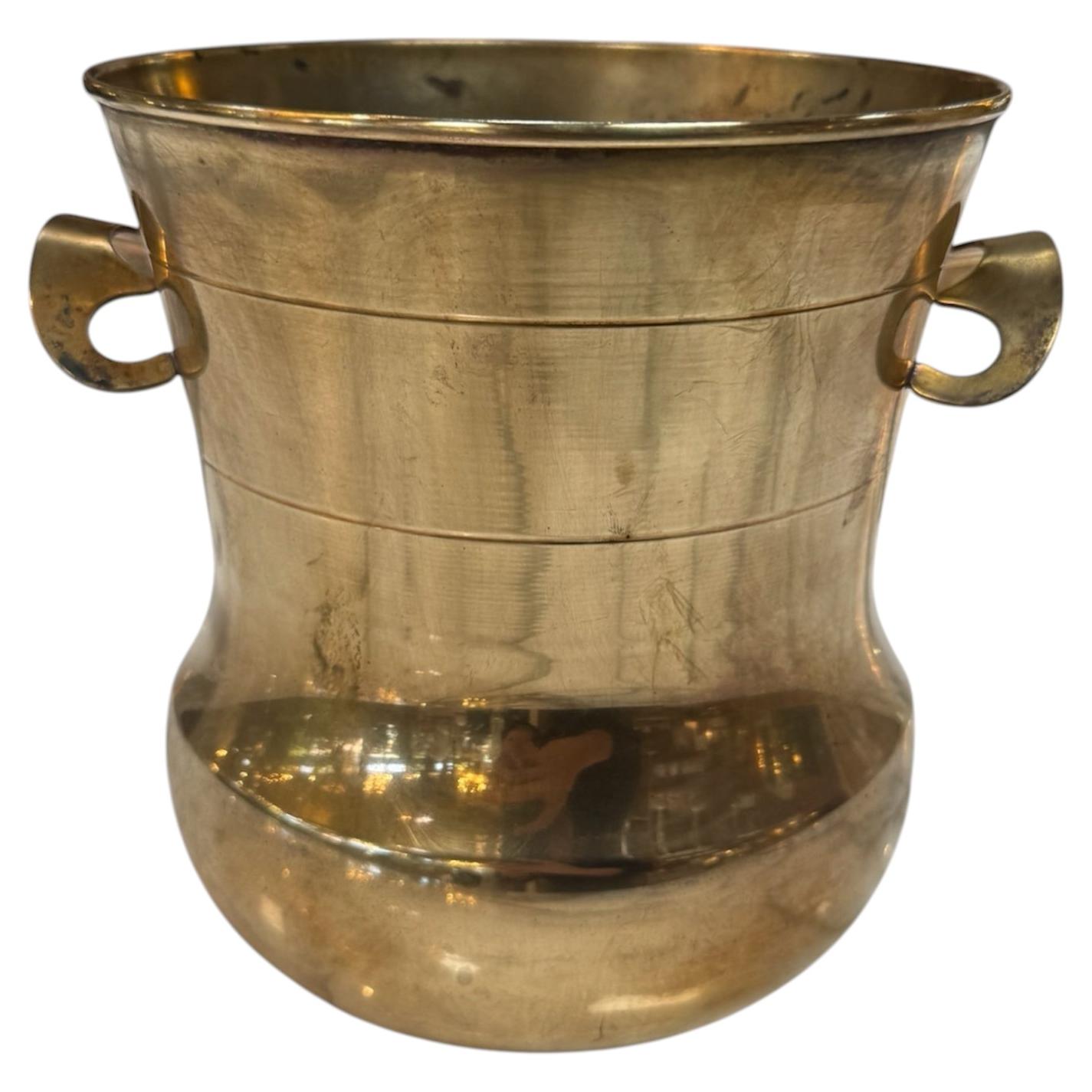 Brass Champagne Bucket / Wine Cooler with Ring Handles For Sale at 1stDibs