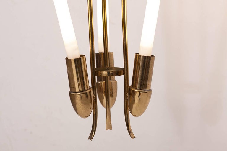 Brass Chandeliers by Kaiser with Neon Light Tube For Sale at 1stDibs ...