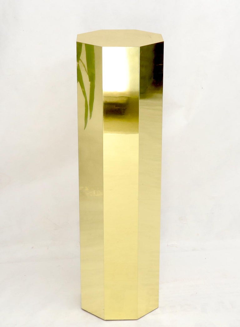 Brass Clad Octagon Shape Mid-Century Modern Pedestal For Sale at 1stDibs