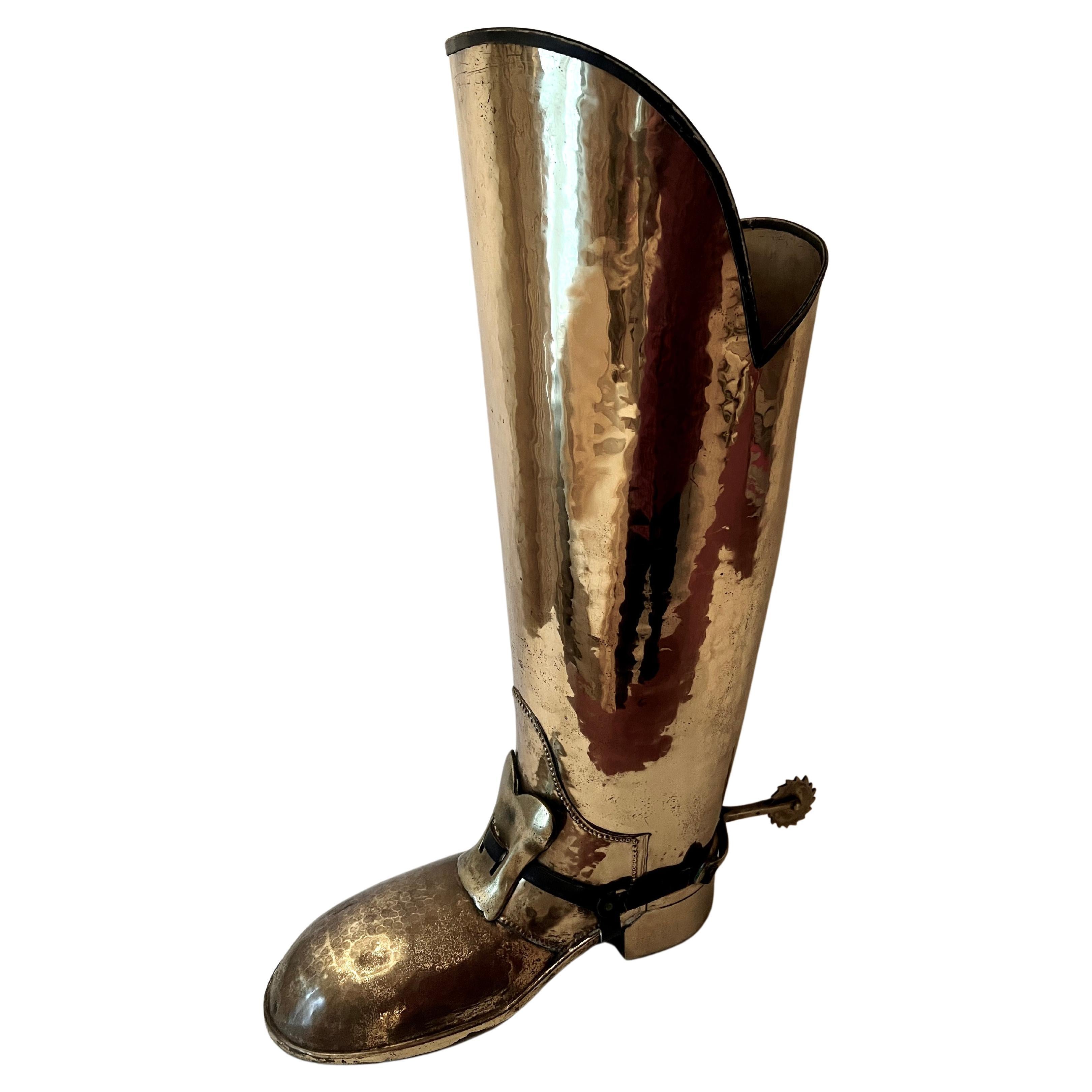 Brass Coachmans Boot Umbrella Stand with Leather Lashings and Straps at ...
