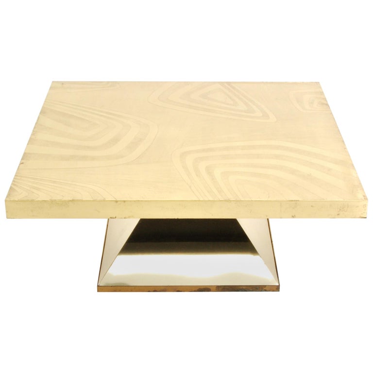 Brass Coffee or Cocktail Table by Willy Daro For Sale at 1stDibs