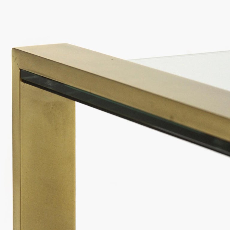 Brass Coffee Table with Rectangular Glass Top, 1950s For Sale at 1stDibs