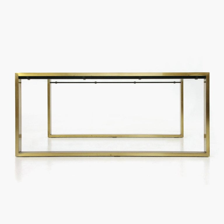 Brass Coffee Table with Rectangular Glass Top, 1950s For Sale at 1stDibs