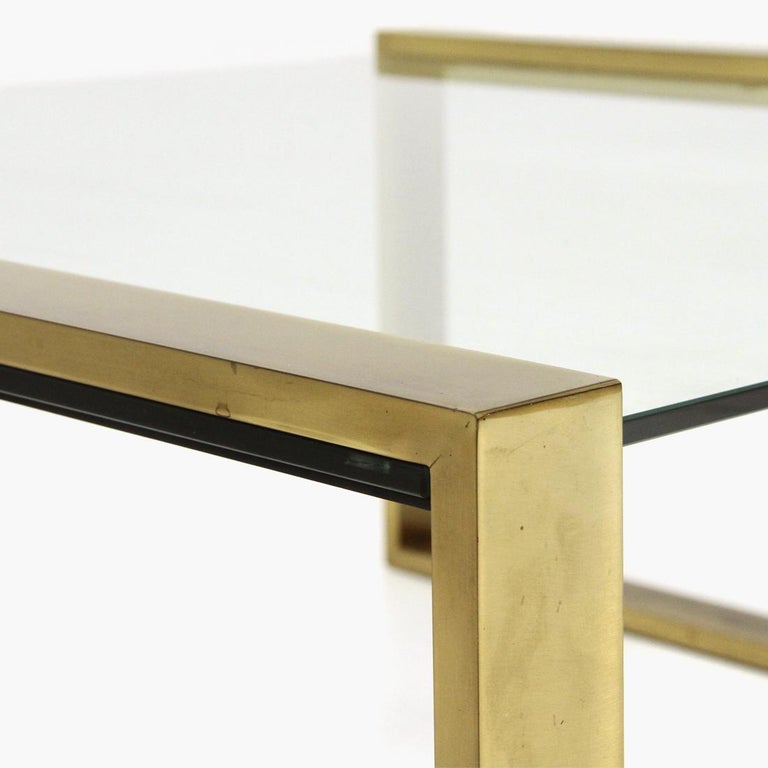 Brass Coffee Table with Rectangular Glass Top, 1950s For Sale at 1stDibs