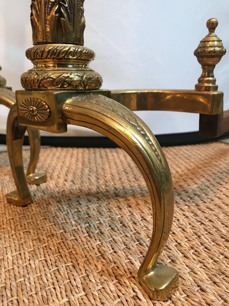 Brass Column Andirons For Sale at 1stDibs