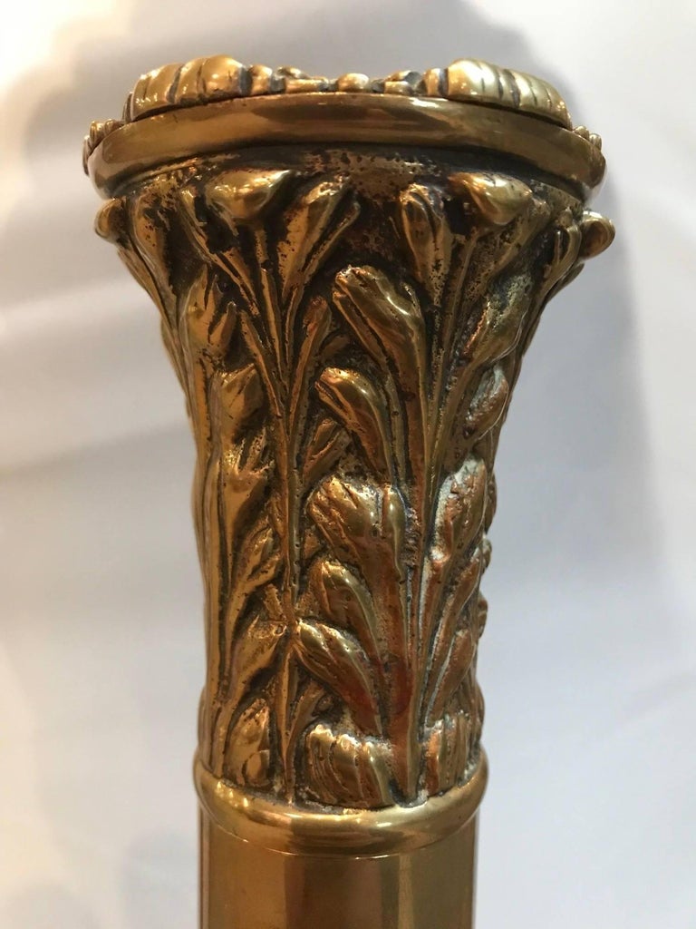 Brass Column Andirons For Sale at 1stDibs