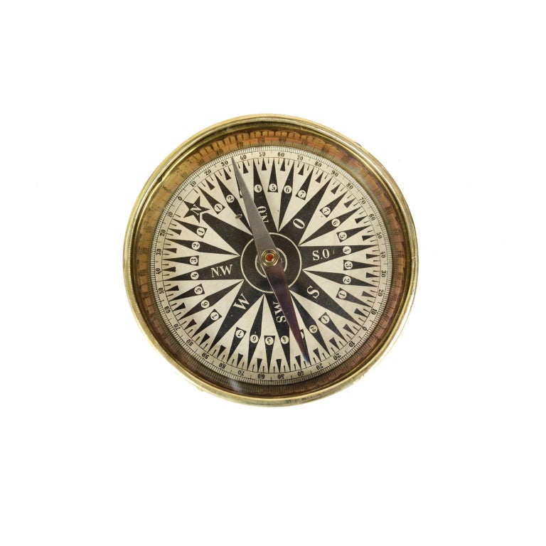XIX century Antique Brass Magnetic Topographic Compass with Goniometric ...
