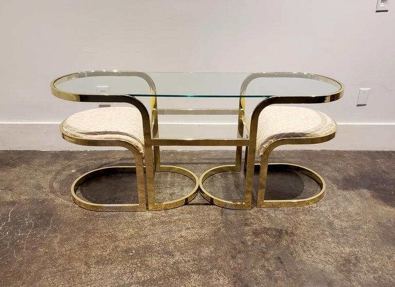 Brass Console Cafe Table with Pink Chairs by DIA Design Institute of ...