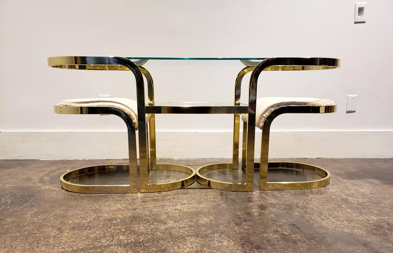 Brass Console Cafe Table with Pink Chairs by DIA Design Institute of ...