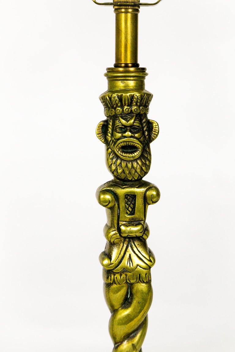 Brass Crowned Male TOTEM Lamps 'Pair' at 1stDibs