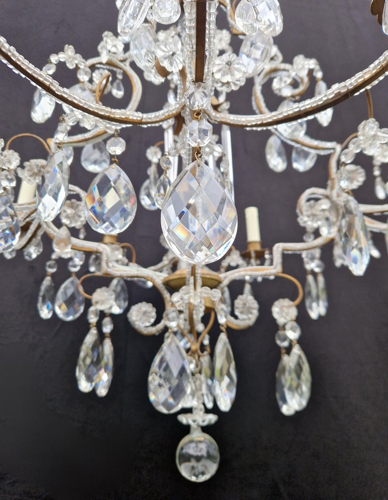 Brass Crystal Chandelier Antique Ceiling Lamp Lustre Art Nouveau Gold ...