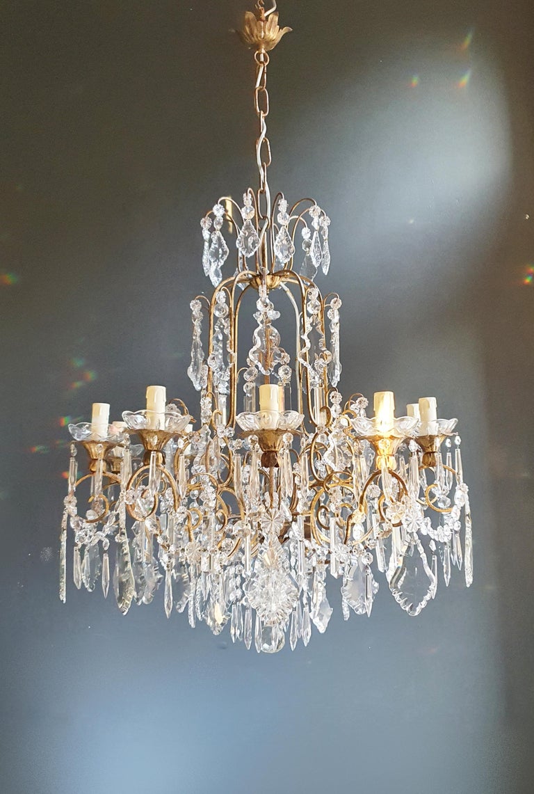 Brass Crystal Chandelier Antique Ceiling Lamp Lustre Art Nouveau Lamp ...