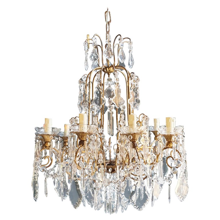 Brass Crystal Chandelier Antique Ceiling Lamp Lustre Art Nouveau Lamp ...