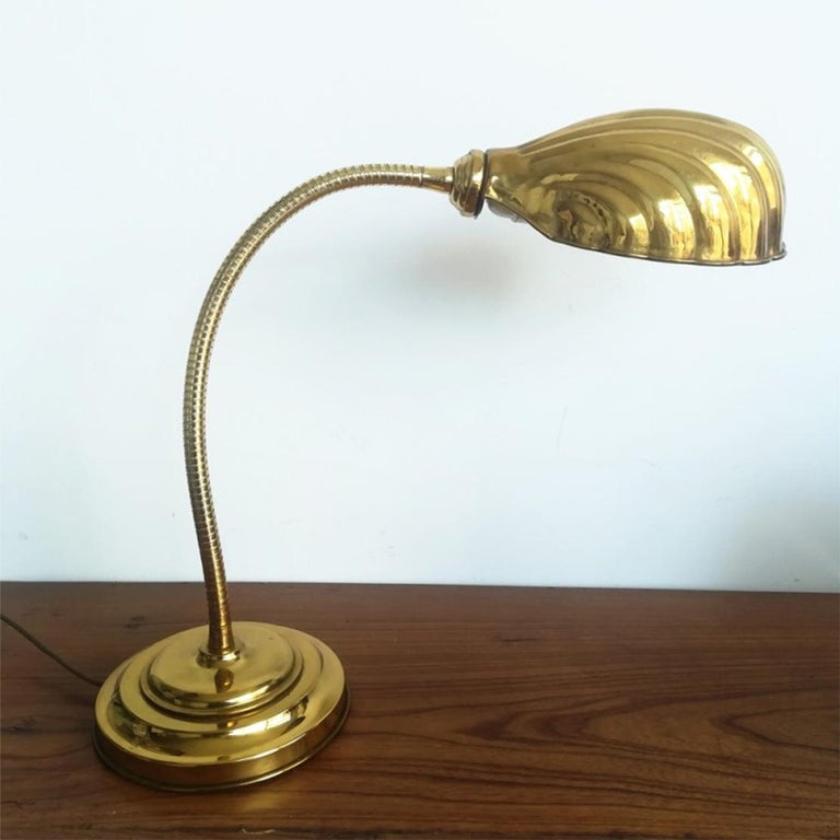 Brass Desk Table Lamp Shell ,Art Nouveau, Art Deco at 1stDibs