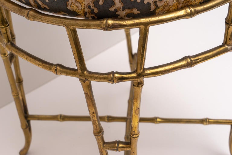 Brass Faux Bamboo Vanity Stool For Sale at 1stDibs