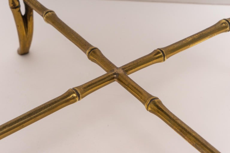 Brass Faux Bamboo Vanity Stool For Sale at 1stDibs