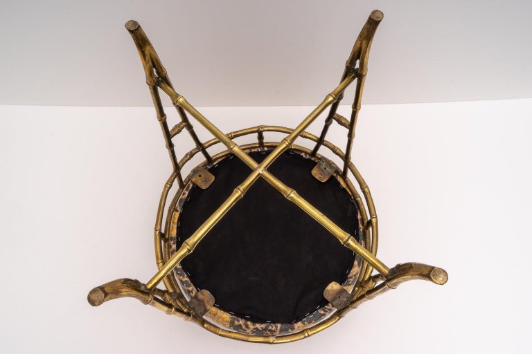 Brass Faux Bamboo Vanity Stool For Sale at 1stDibs