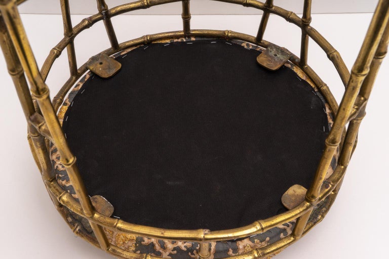 Brass Faux Bamboo Vanity Stool For Sale at 1stDibs