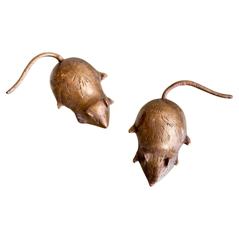 Brass Figural Mouse Objet D’art, a Pair For Sale at 1stDibs