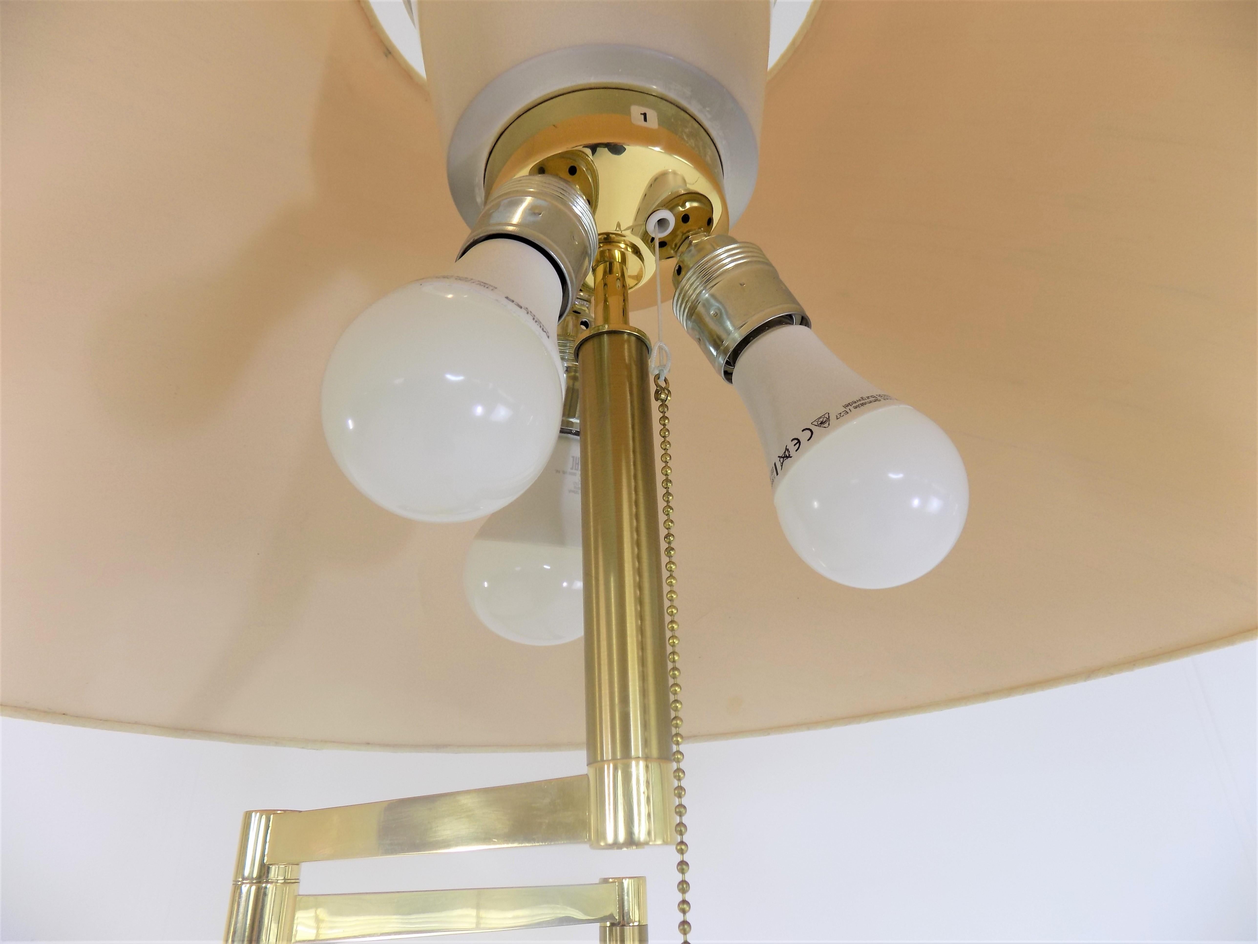 Brass Floor Lamp with Swivel Arm Mid-Century Modern For Sale at 1stDibs
