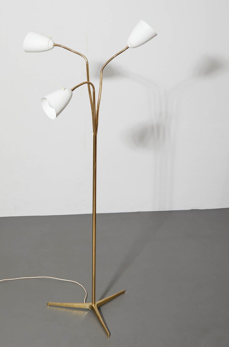 Brass Floor Lamp with Three Arms by O-Luce, Italy 1950's For Sale at ...