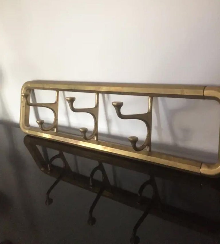 Brass Foldable Wall Coat Rack Midcentury / Art Deco, 1940s at 1stDibs