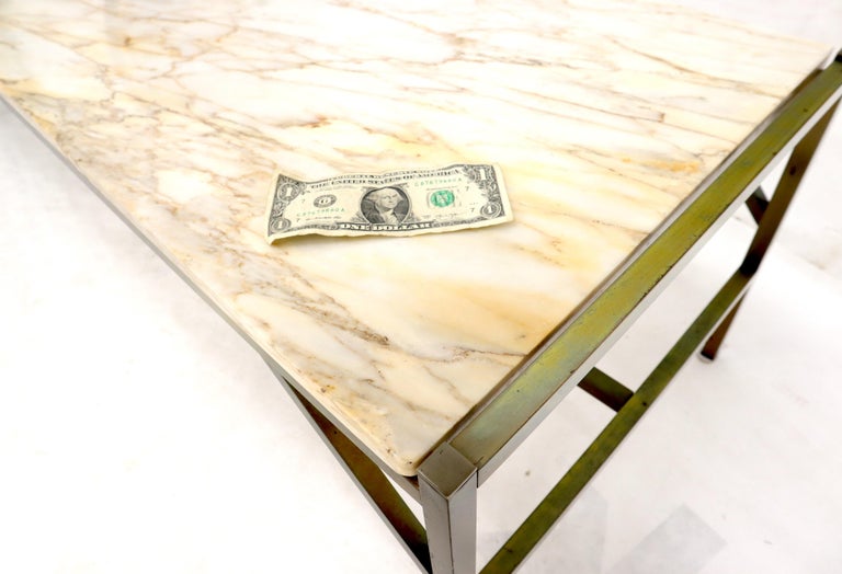Brass Frame Marble Top Rectangular Coffee Table McCobb Attributed For ...