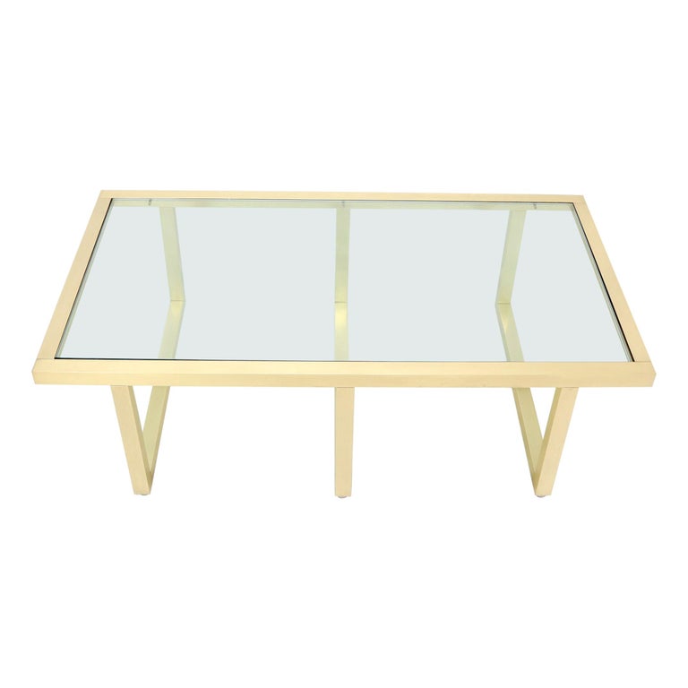 Brass Frame Shape Base Glass Top Rectangular Coffee Table For Sale at ...