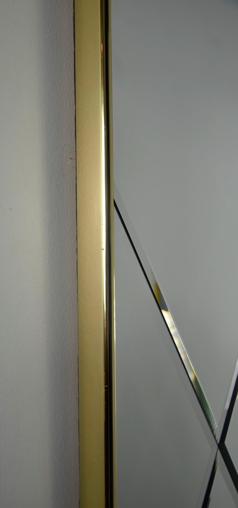 Brass Frame with a Harlequin Pattern Beveled Glass Wall Mirror at 1stDibs