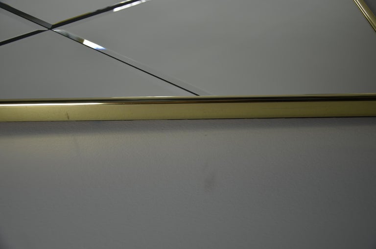 Brass Frame with a Harlequin Pattern Beveled Glass Wall Mirror at 1stDibs