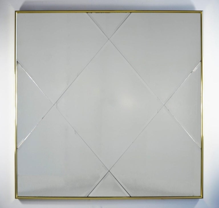 Brass Frame with a Harlequin Pattern Beveled Glass Wall Mirror at ...