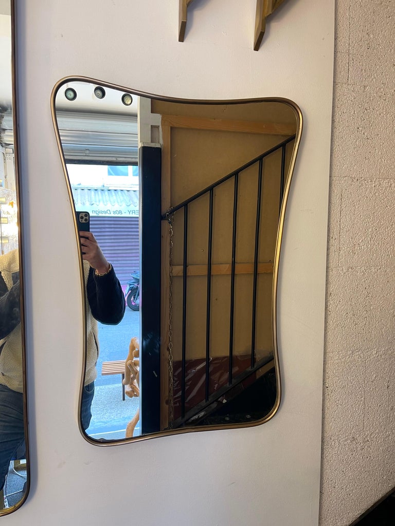 Brass Free Form Mirror, Italy, 1950s For Sale at 1stDibs