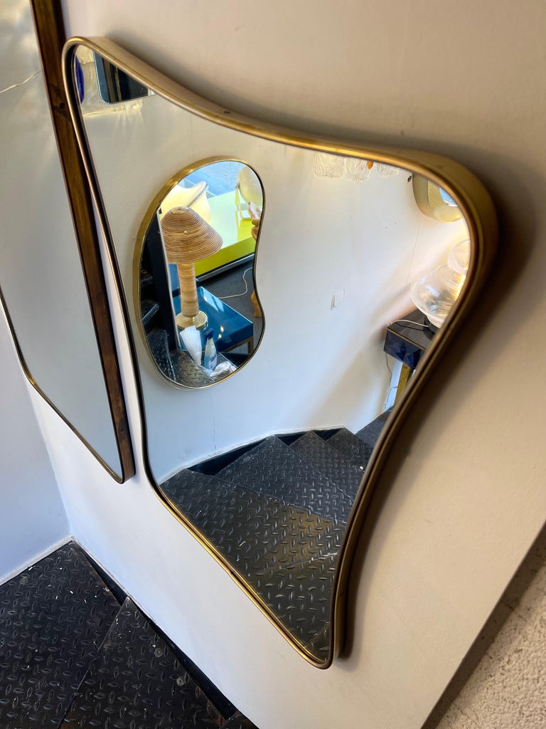 Brass Free Form Mirror, Italy, 1950s For Sale at 1stDibs