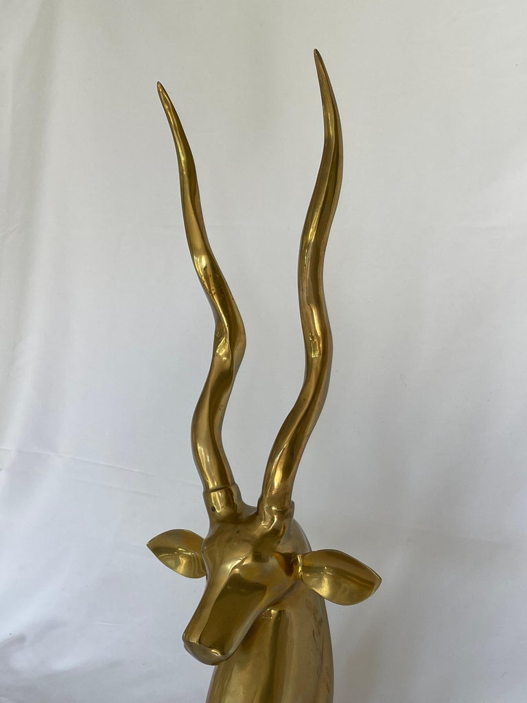 Roberto Estevez Tall Polished Solid Brass Kudu Sculpture For Sale at ...