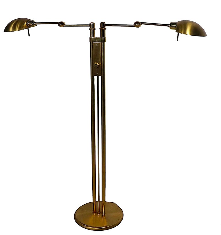 Brass German Postmodern Adjustable Two Light Halogen Floor Lamp by ...